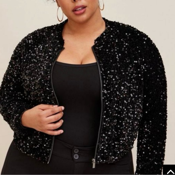 torrid | Jackets & Coats | Torrid Black Sequin Crop Jacket | Poshmark